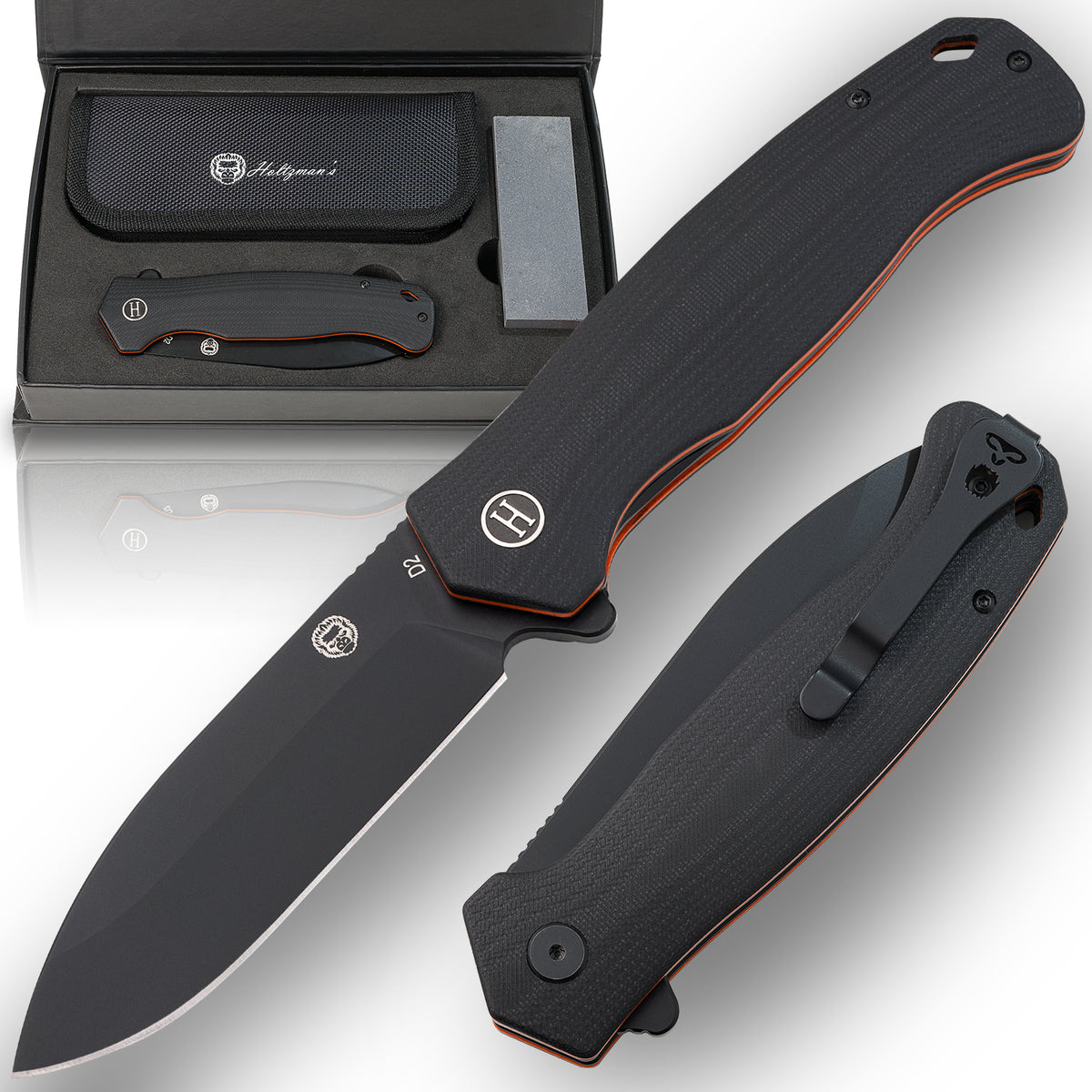 The Wild Trail Folding Pocket Knife Giftset for Men and Women (Black a ...