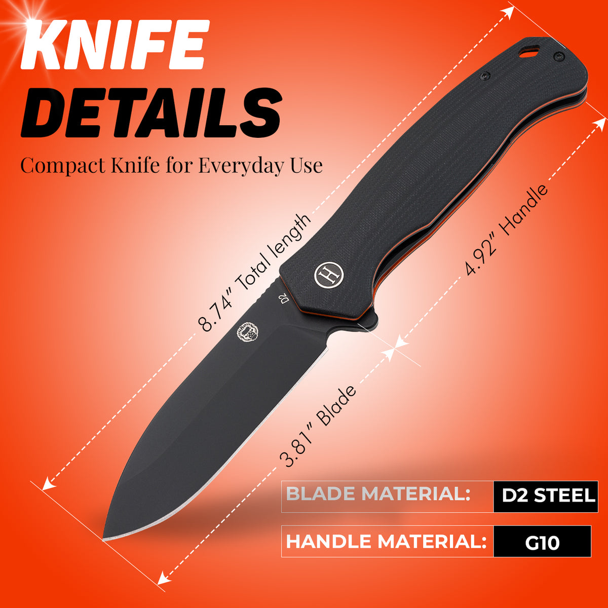 The Wild Trail Folding Pocket Knife Giftset for Men and Women (Black a ...