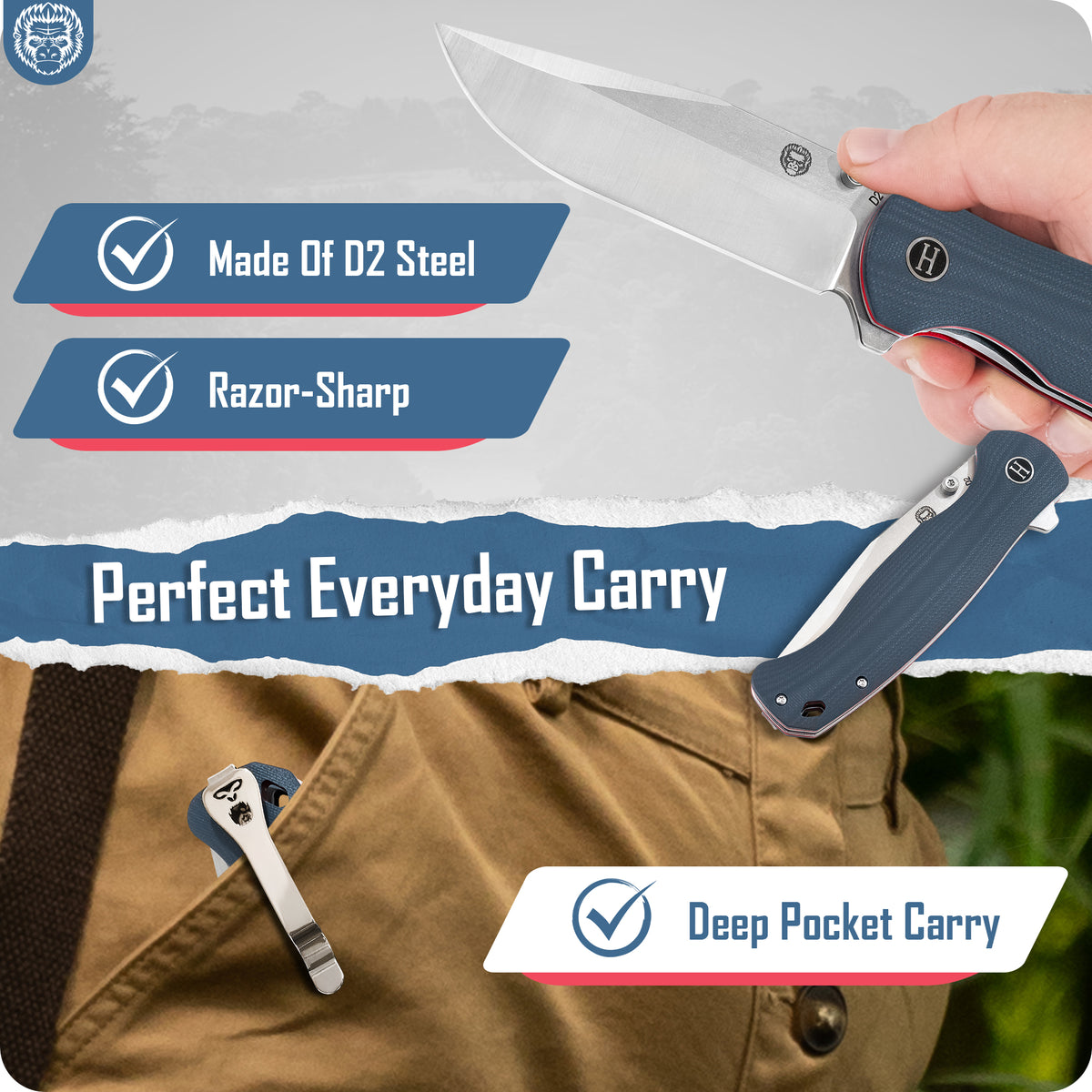 The Wrangler Folding Pocket Knife Giftset for Men and Women (Silver an ...