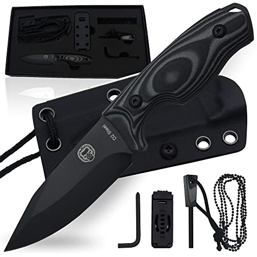 The Baby Silverback Survival Knife Giftset for Outdoors (Black Blade ...