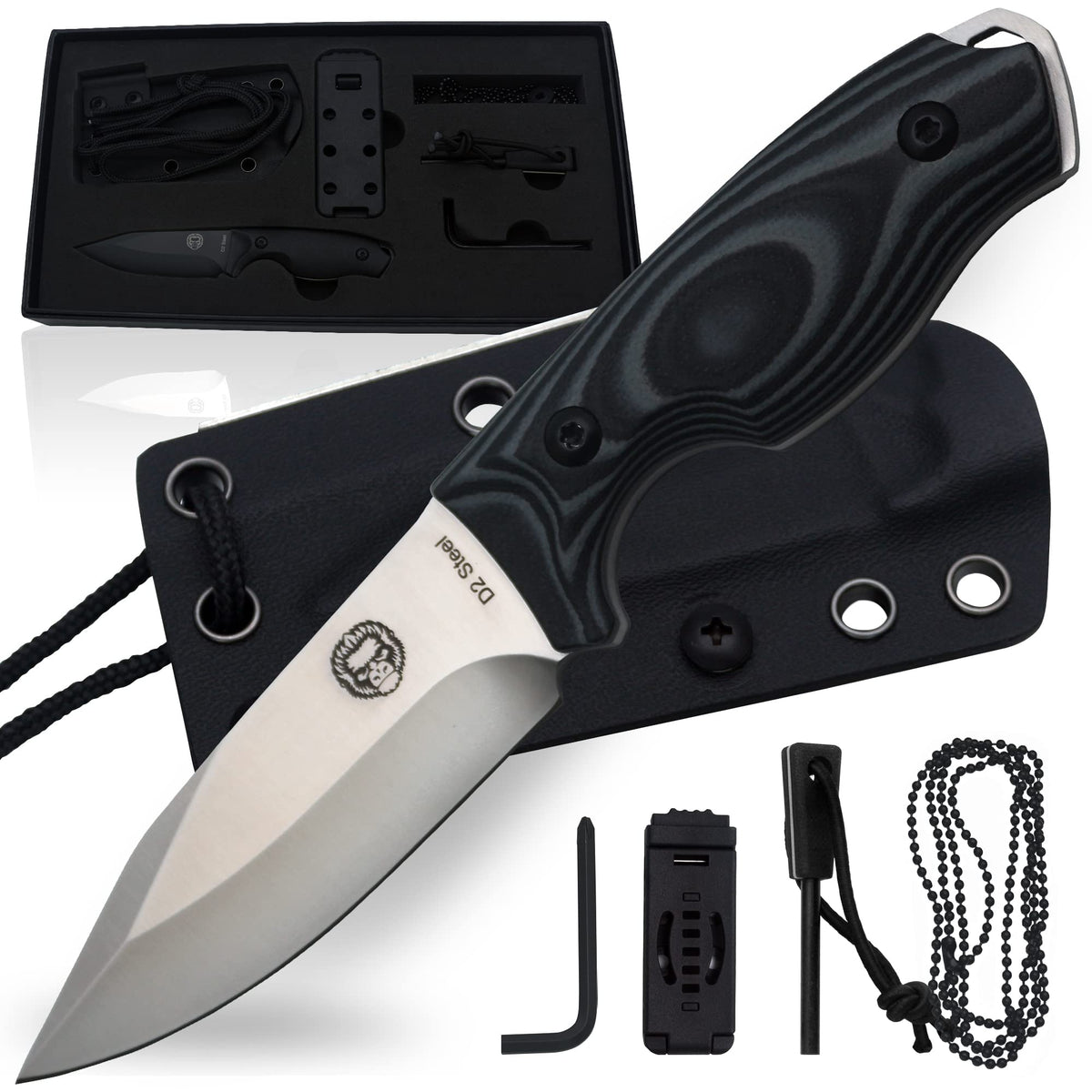 The Baby Silverback Survival Knife Giftset for Outdoors (Silver Blade ...